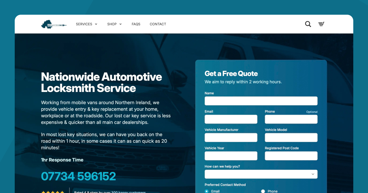 Key Access NI: Custom WordPress Web Design with E-Commerce